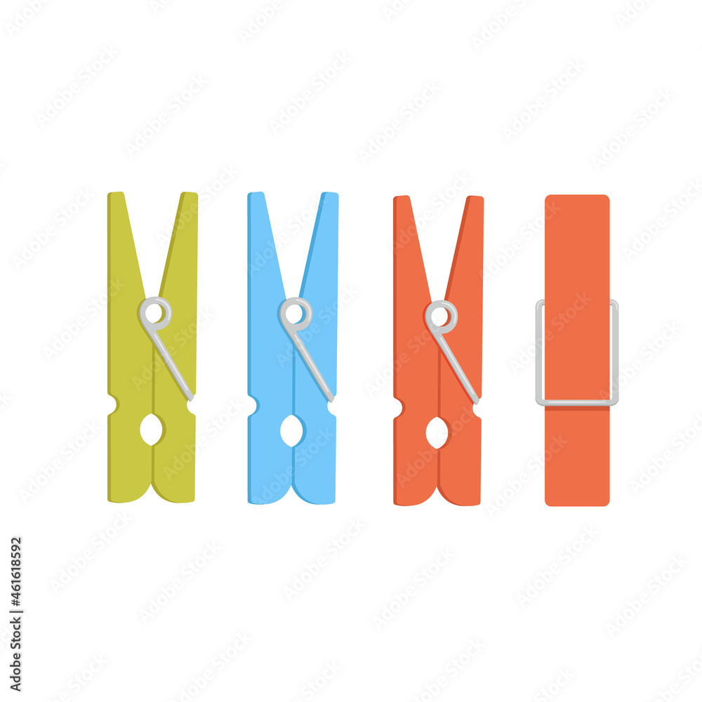 Clothespin flat cartoon illustration isolated on white background ...
