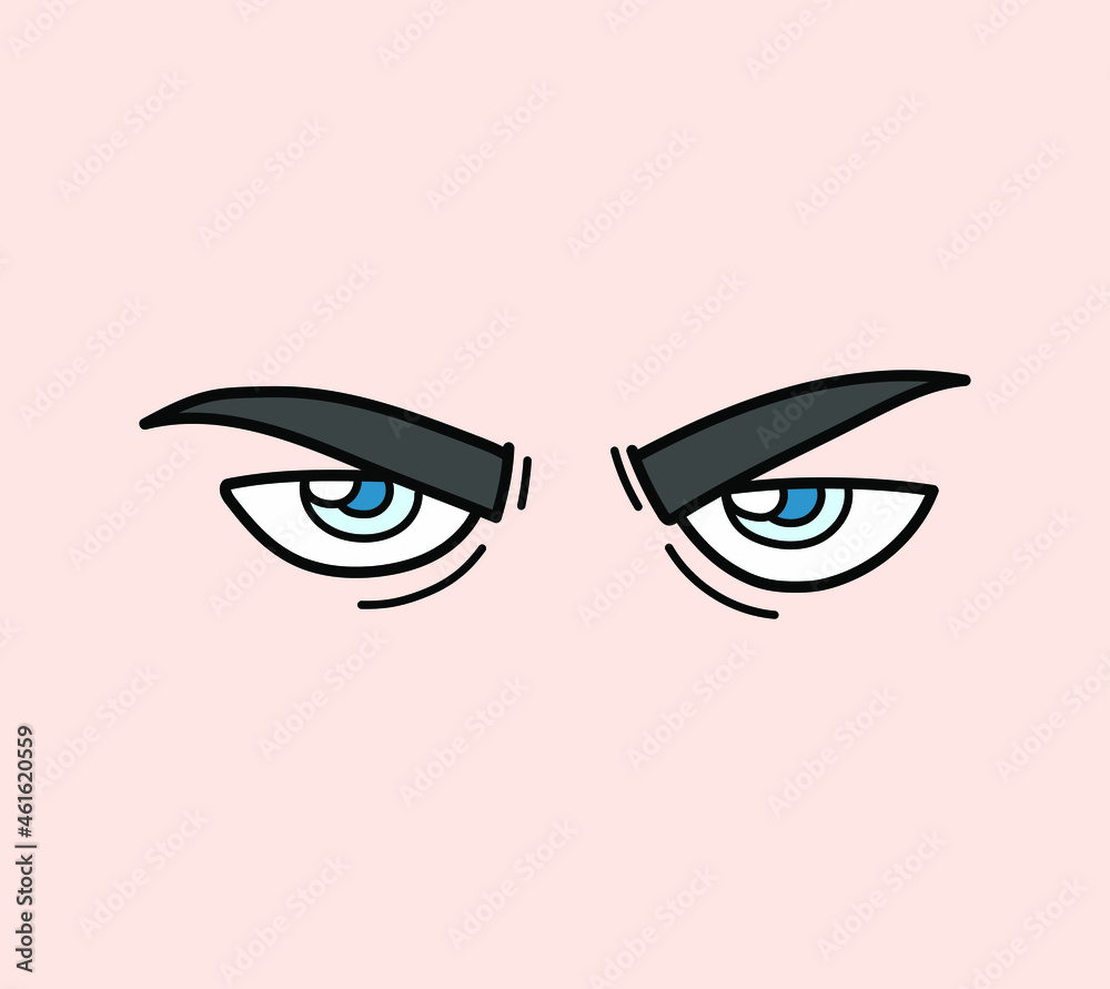 Angry eyes, hand drawn vector illustration of a pair of grumpy eyes ...