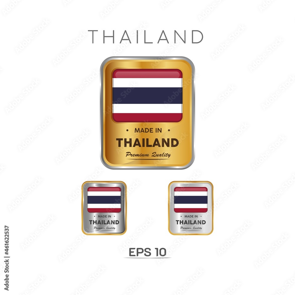 Made in Thailand Label, Stamp, Badge, or Logo. With The National Flag ...