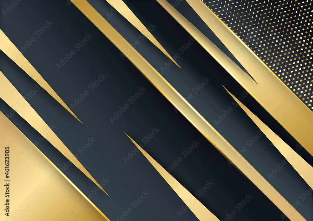 Black gold background. Vector luxury tech background. Stack of black ...