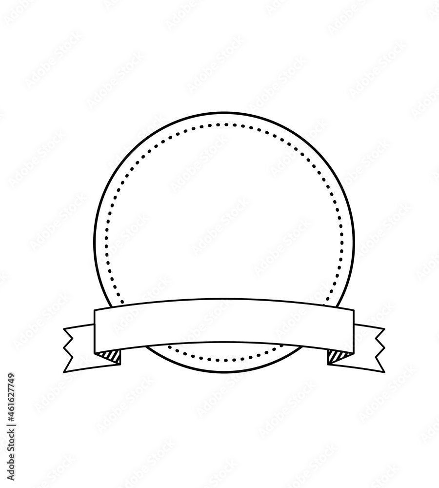 Outline simple emblem badge label with ribbon vector design. Stock ...