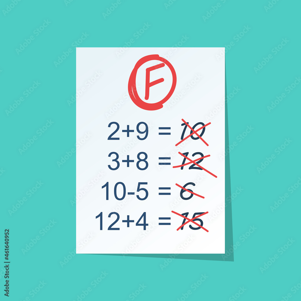 Failed test vector flat icon. Bad rating. Negative result. Refusal in ...