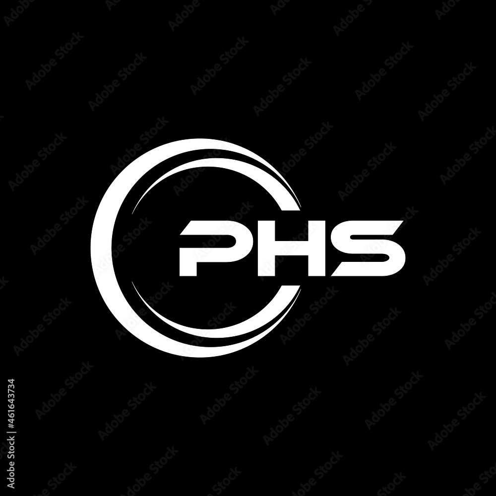 PHS letter logo design with black background in illustrator, vector ...