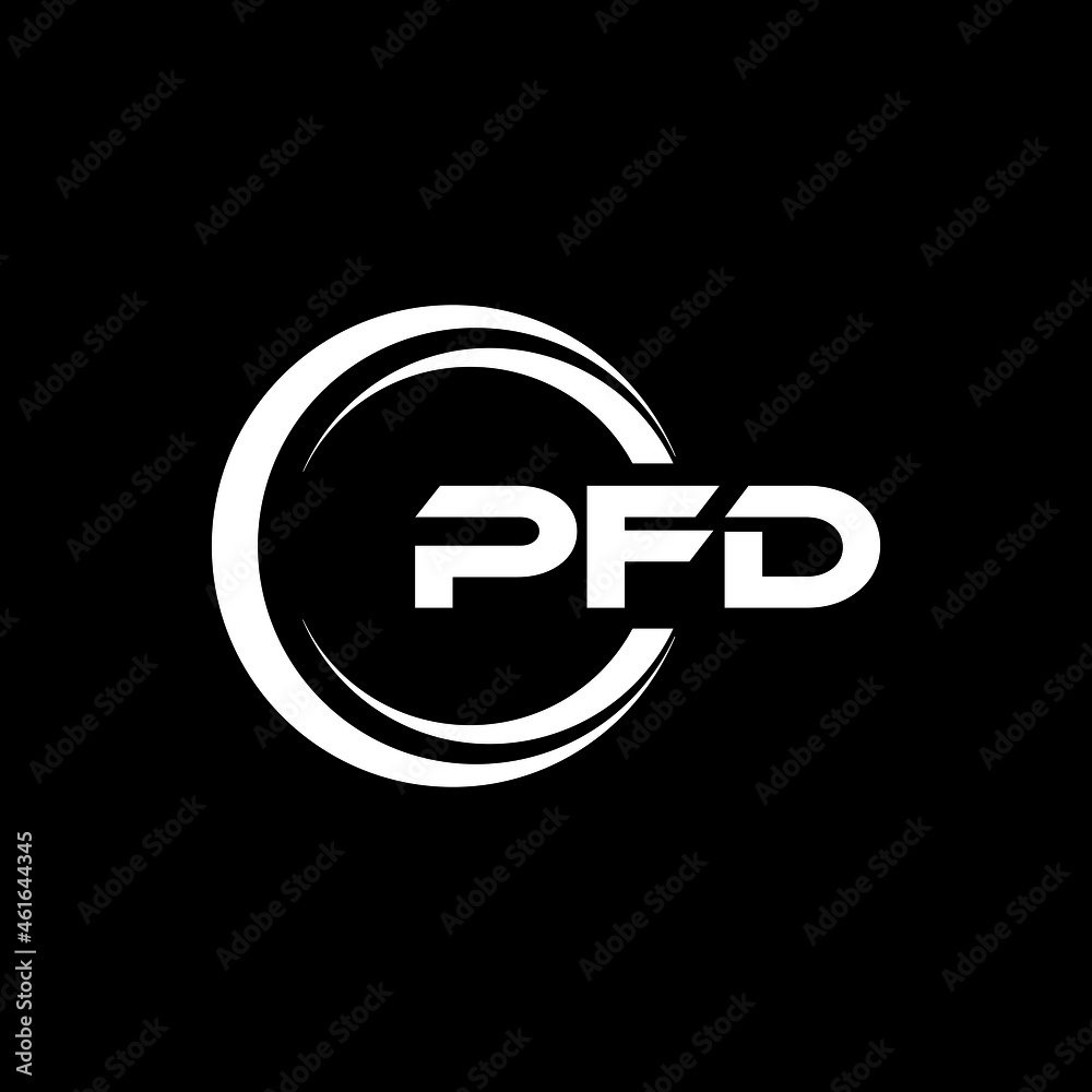 PFD letter logo design with black background in illustrator, vector ...