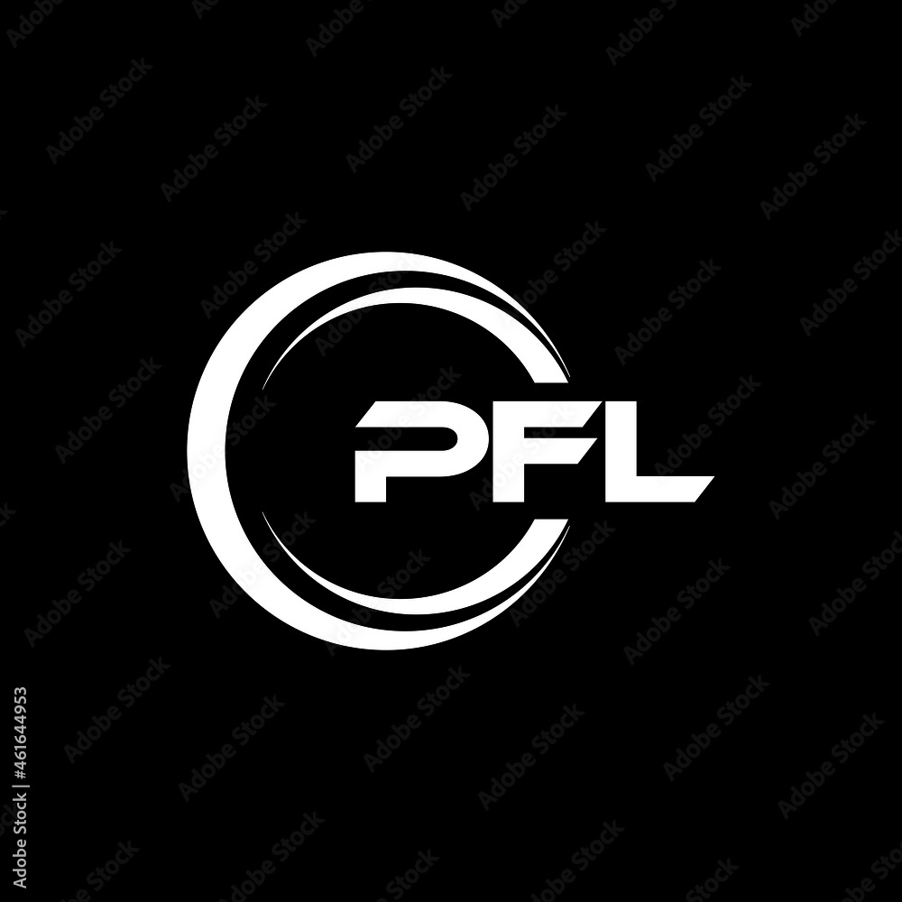 Vettoriale Stock PFL letter logo design with black background in ...