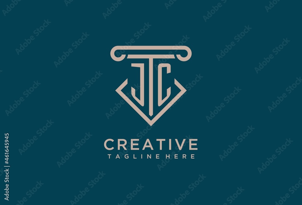 JC initial with pillar icon design, clean and modern attorney, legal firm logo Stock Vector ...