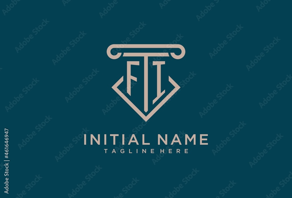 FI initial with pillar icon design, clean and modern attorney, legal ...