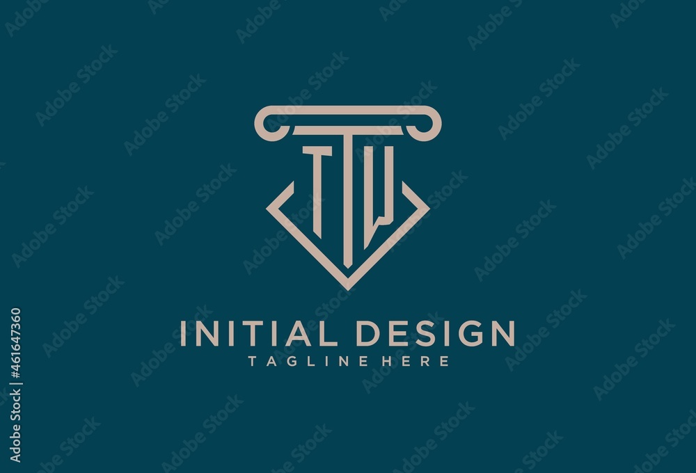 TW initial with pillar icon design, clean and modern attorney, legal firm logo Stock ...