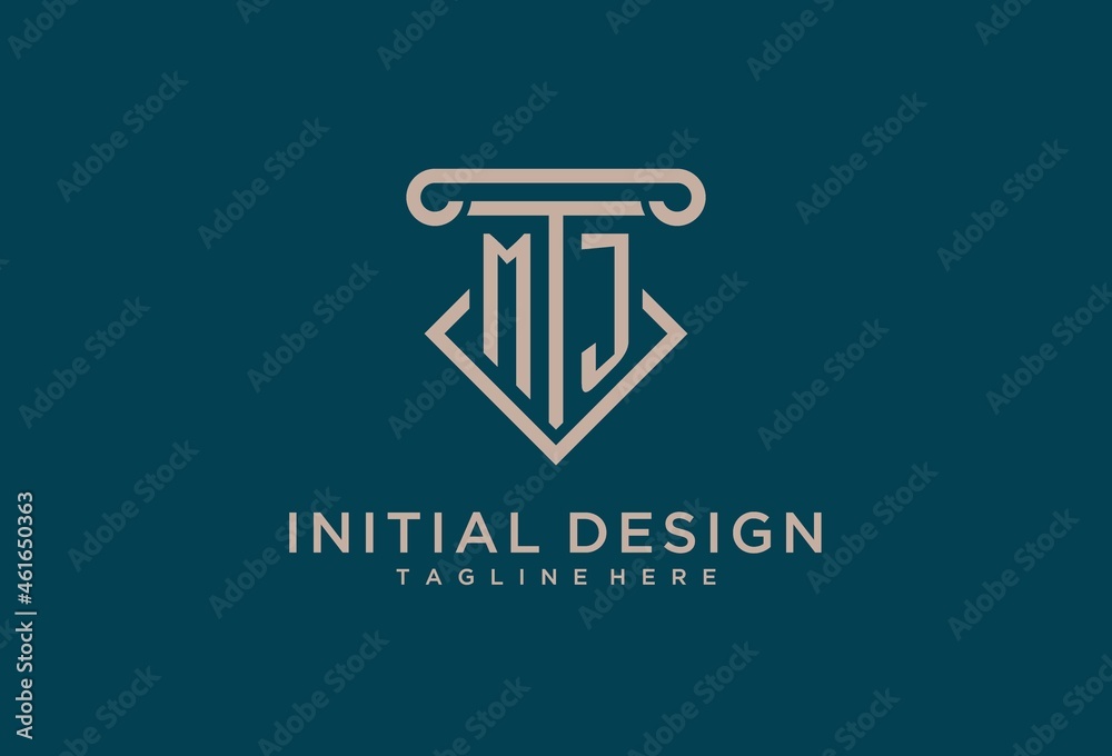 MJ initial with pillar icon design, clean and modern attorney, legal firm logo Stock Vector ...