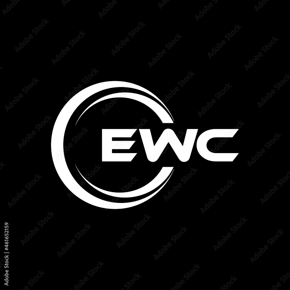 EWC letter logo design with black background in illustrator, vector ...