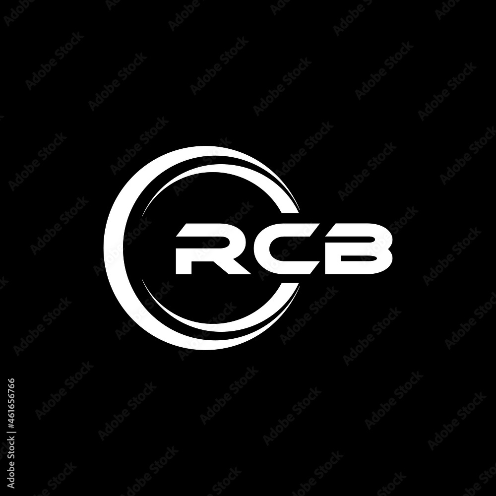 Vecteur Stock RCB letter logo design with black background in ...
