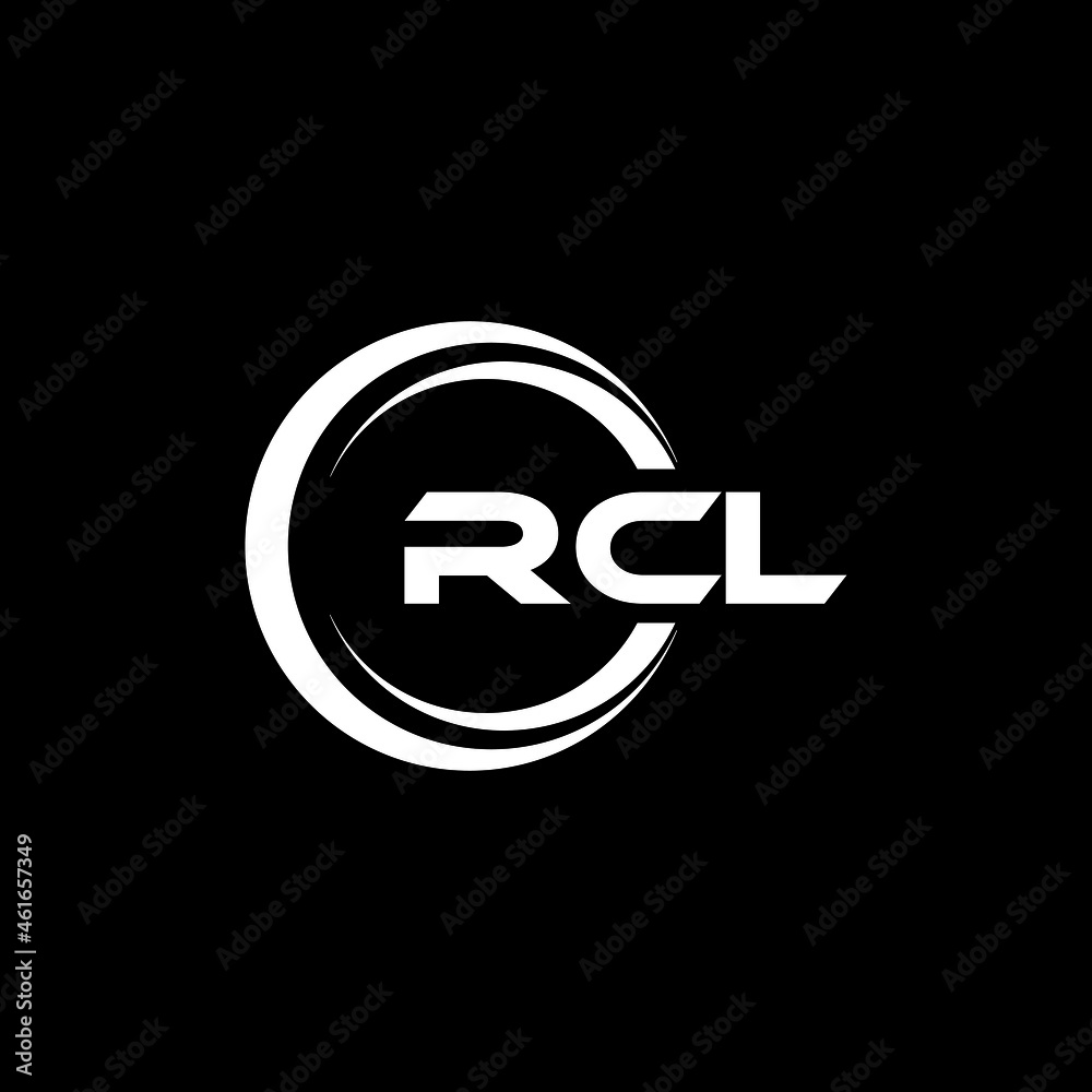 RCL letter logo design with black background in illustrator, vector ...