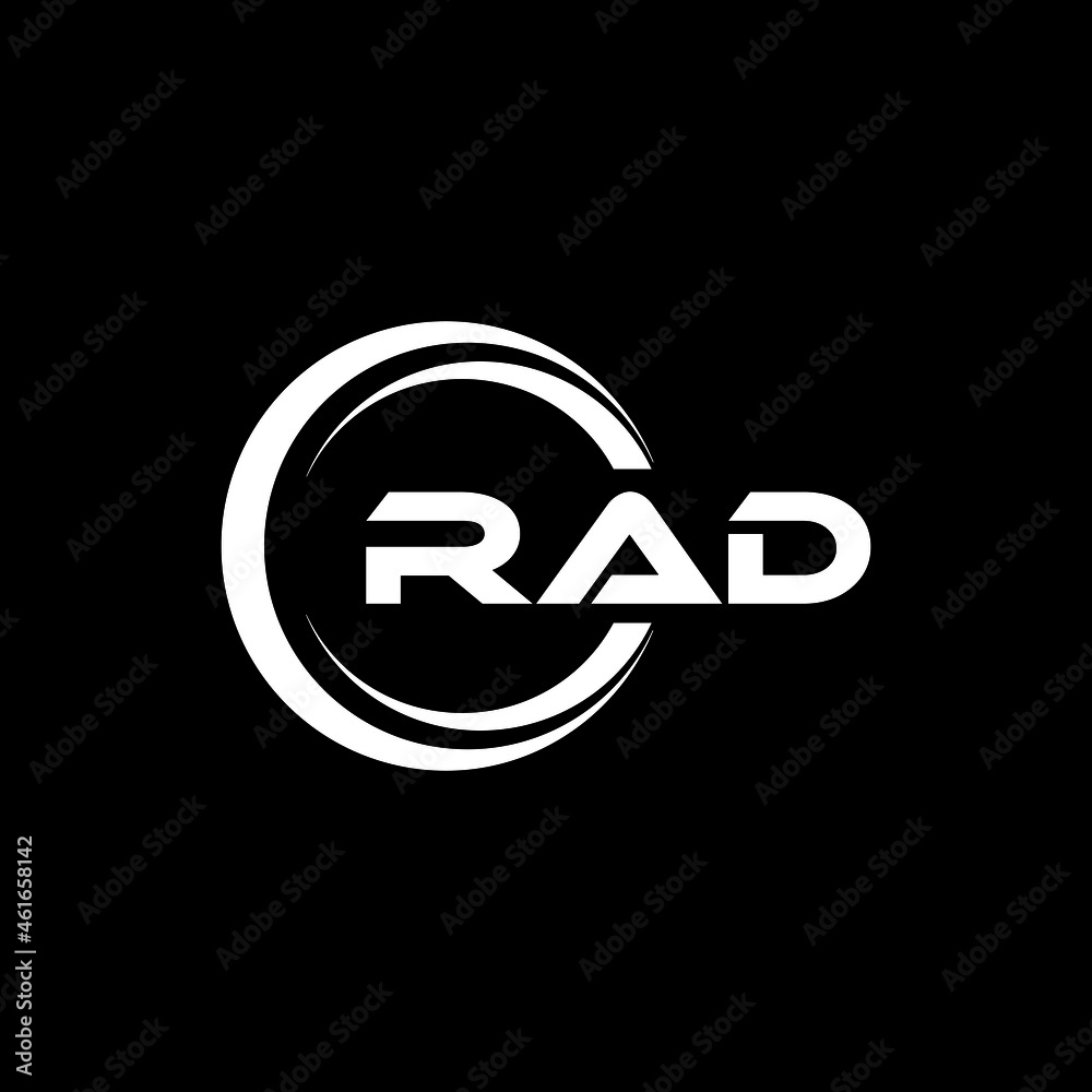 RAD letter logo design with black background in illustrator, vector ...