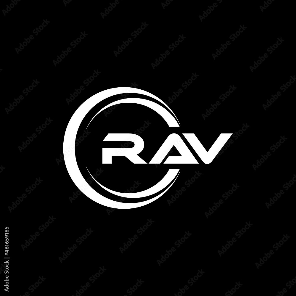 RAV letter logo design with black background in illustrator, vector ...