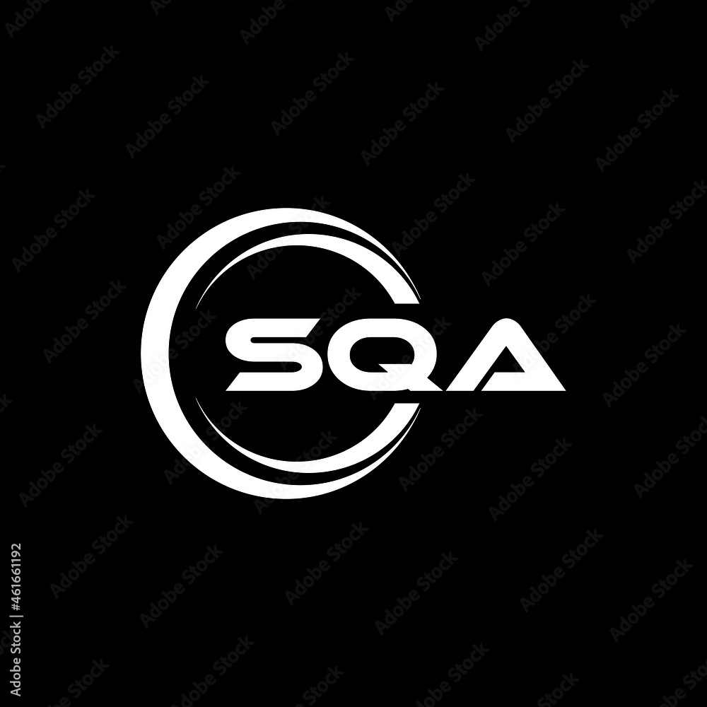 Vetor do Stock: SQA letter logo design with black background in ...