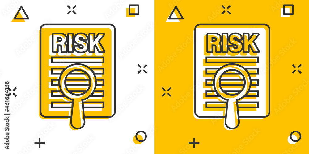 Risk level icon in comic style. Result cartoon vector illustration on ...