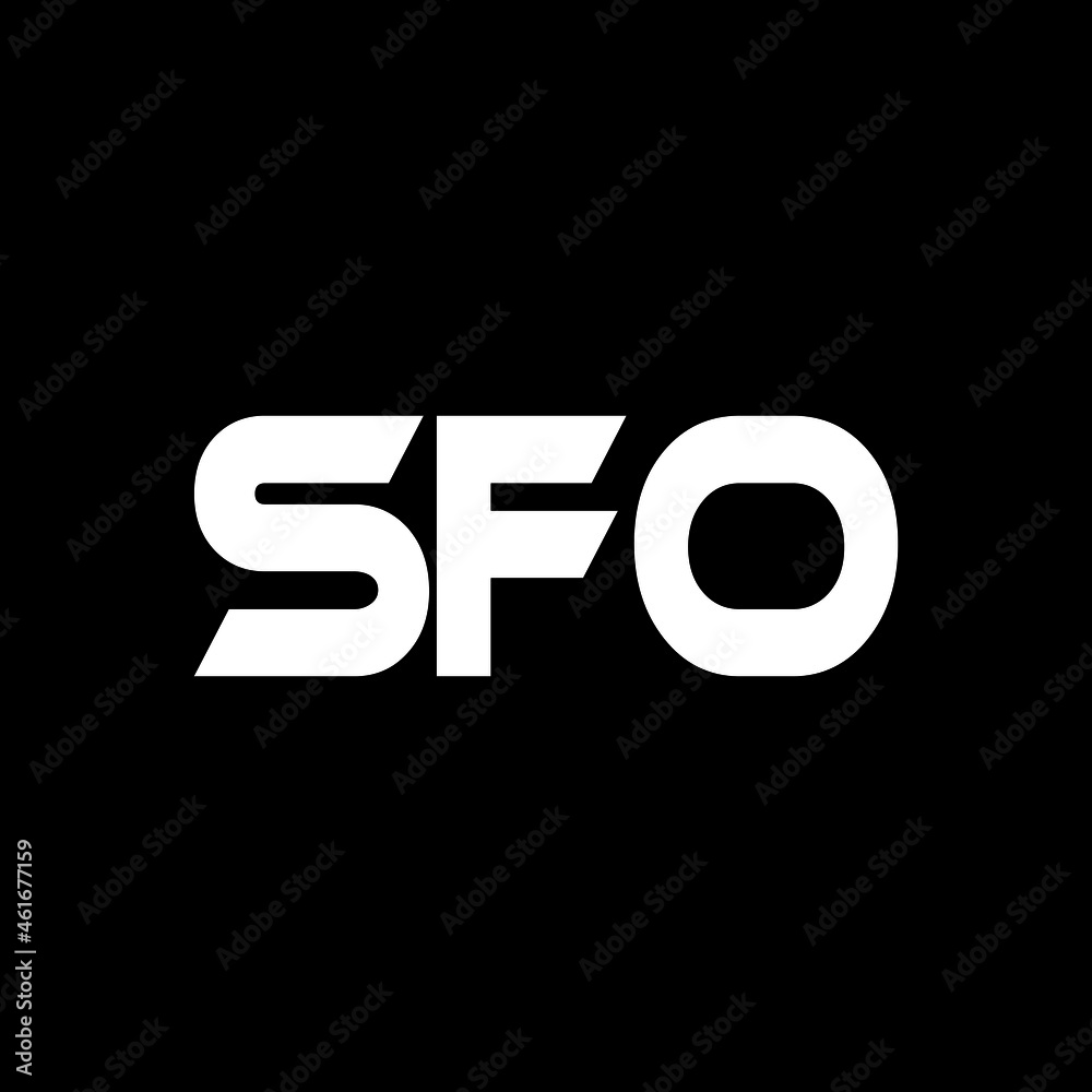 SFO letter logo design with black background in illustrator, vector ...