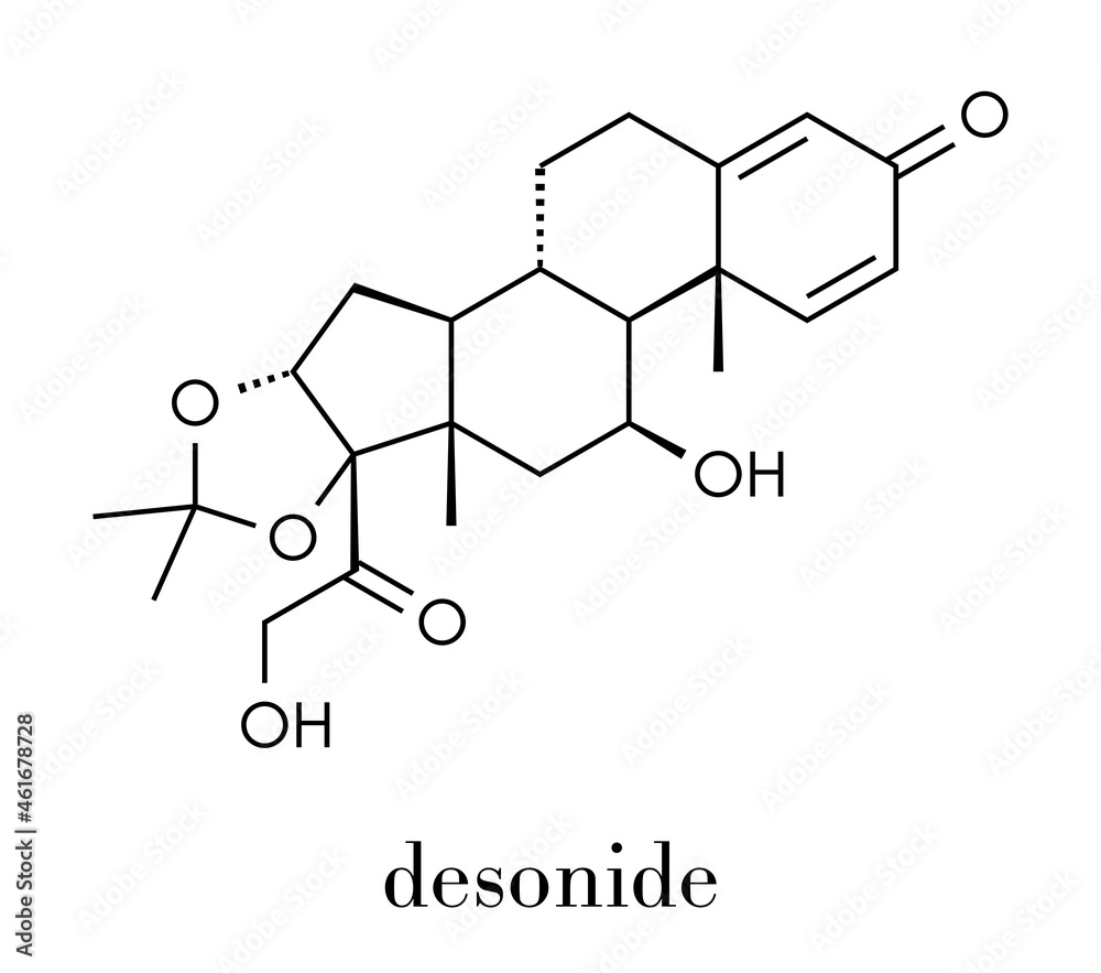 Desonide topical corticosteroid drug molecule. Skeletal formula ...