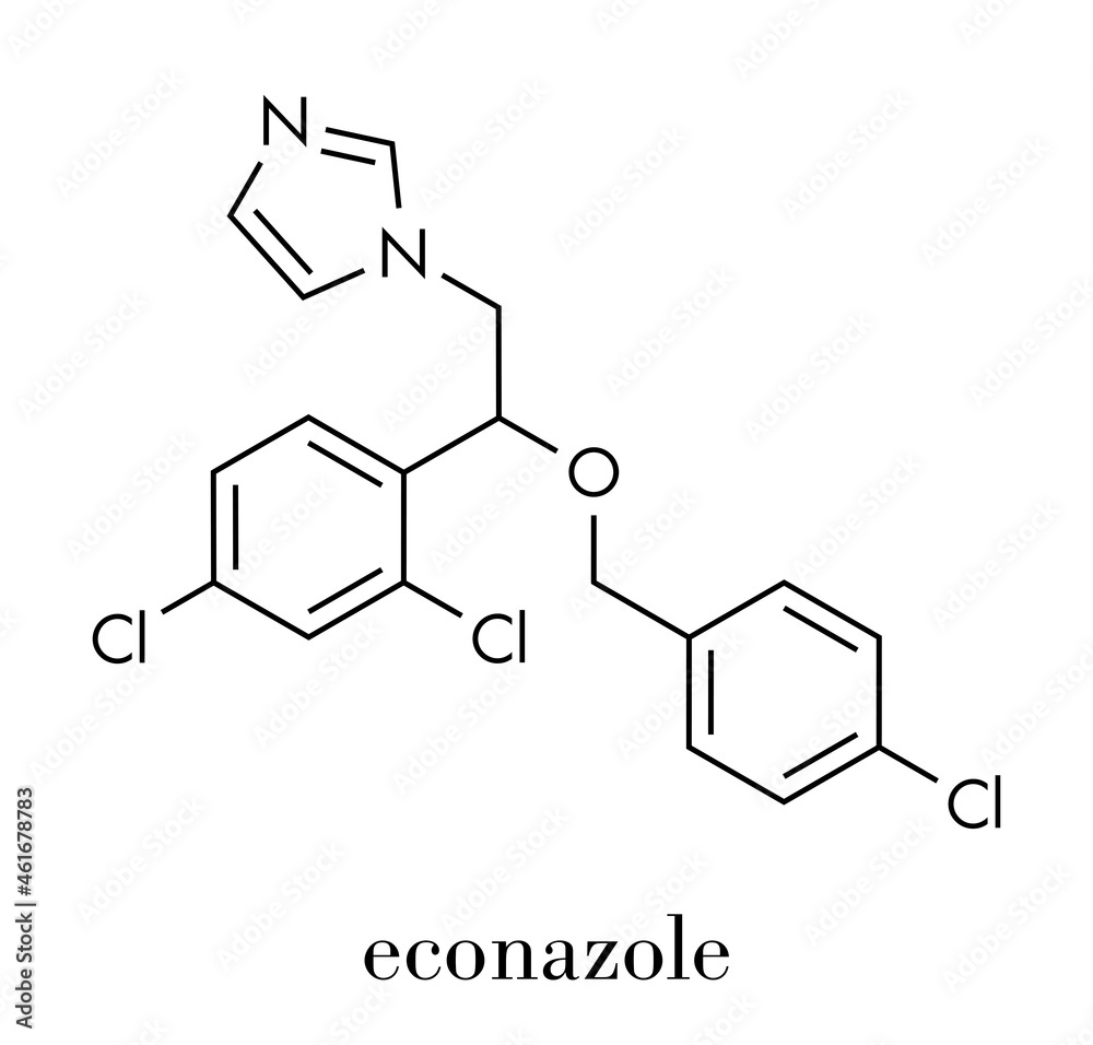 Econazole antifungal drug molecule. Skeletal formula. Stock Vector ...
