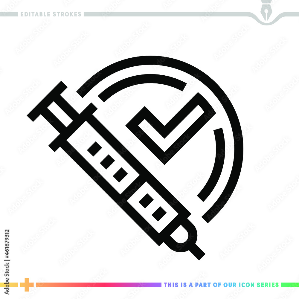 Editable line icon of vaccine protection as a customizable black stroke ...