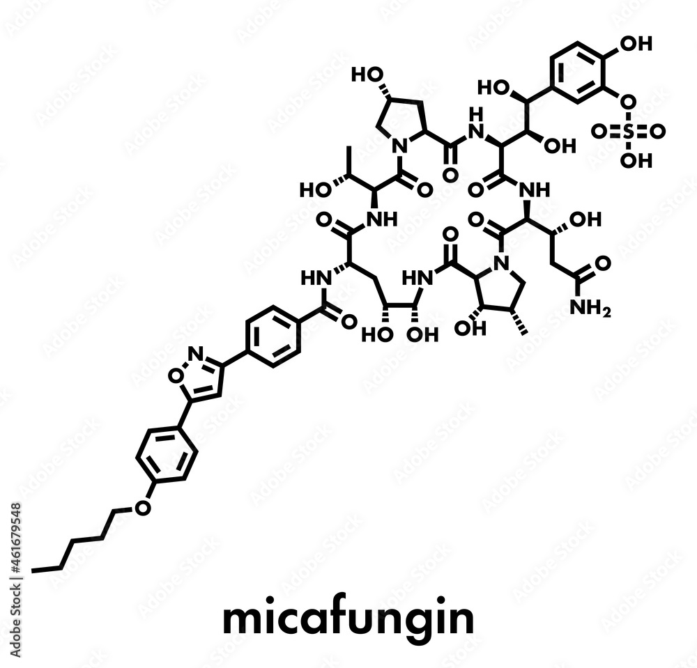 Micafungin antifungal drug molecule. Skeletal formula. Stock Vector ...