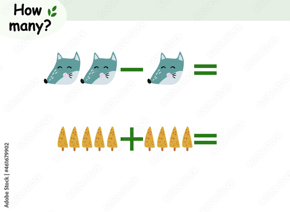 mathematical examples of addition and subtraction. educational page for ...