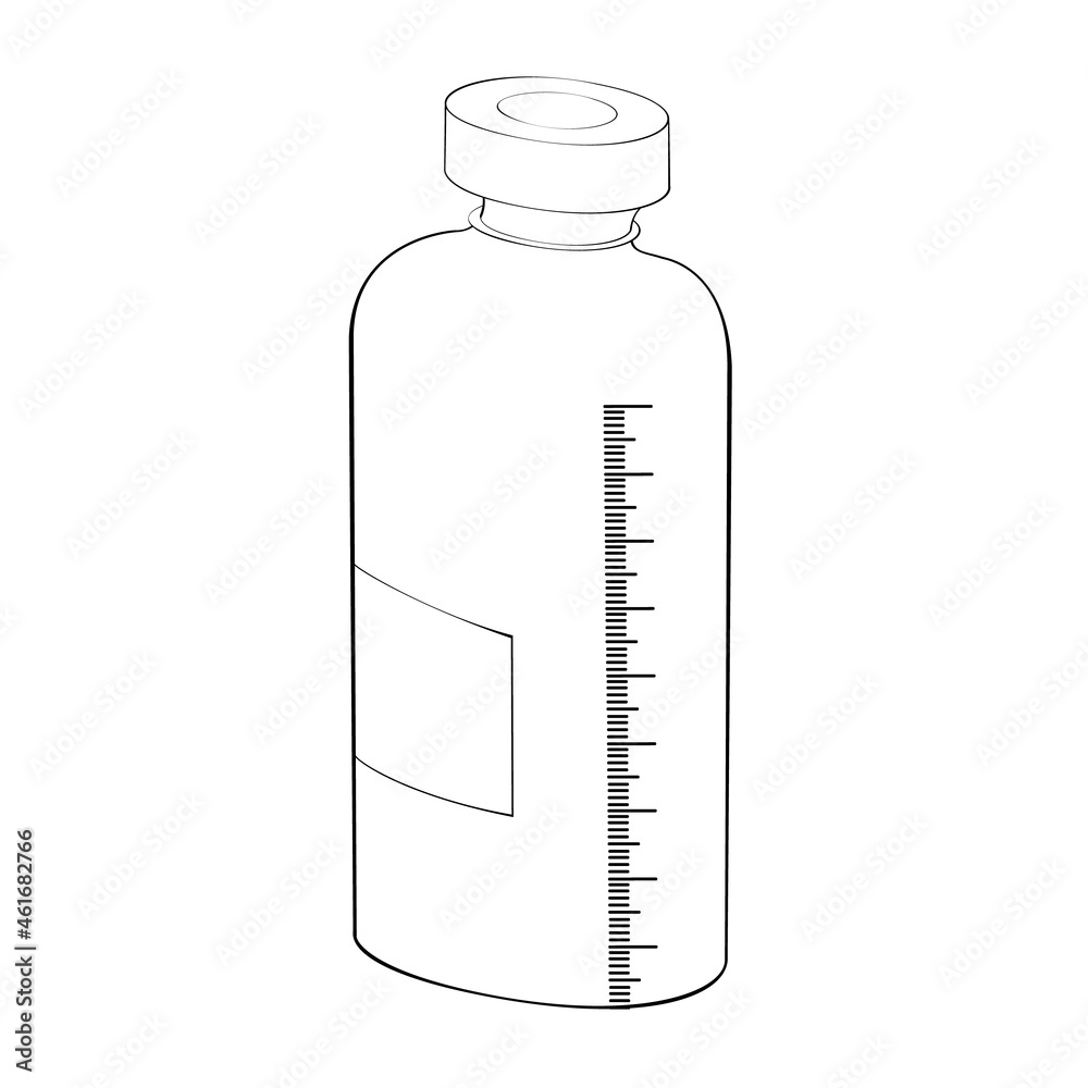 An outline jpeg illustration of a graduated glass bottle for solutions ...