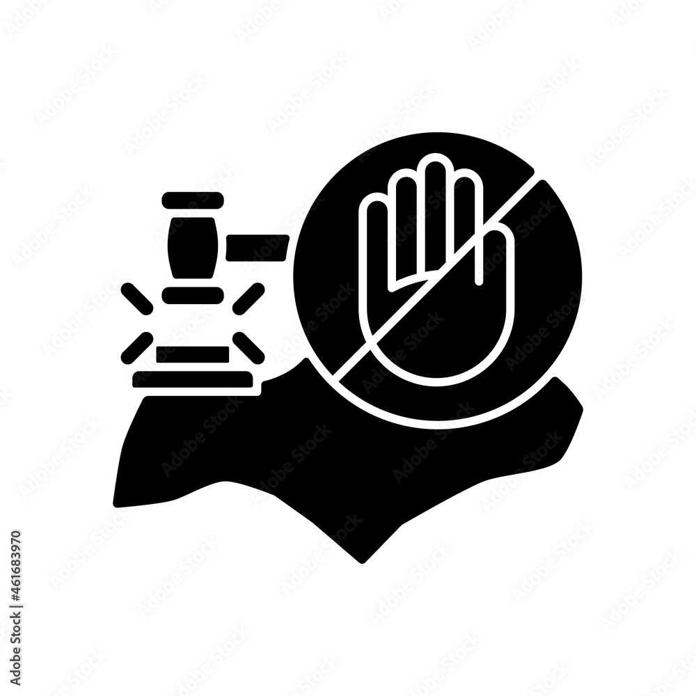 Vetor de Fines and prohibitions black glyph icon. Singapore laws and ...