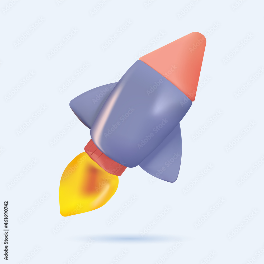 Space 3D shuttle launching adventure galaxy cartoon vector illustration ...
