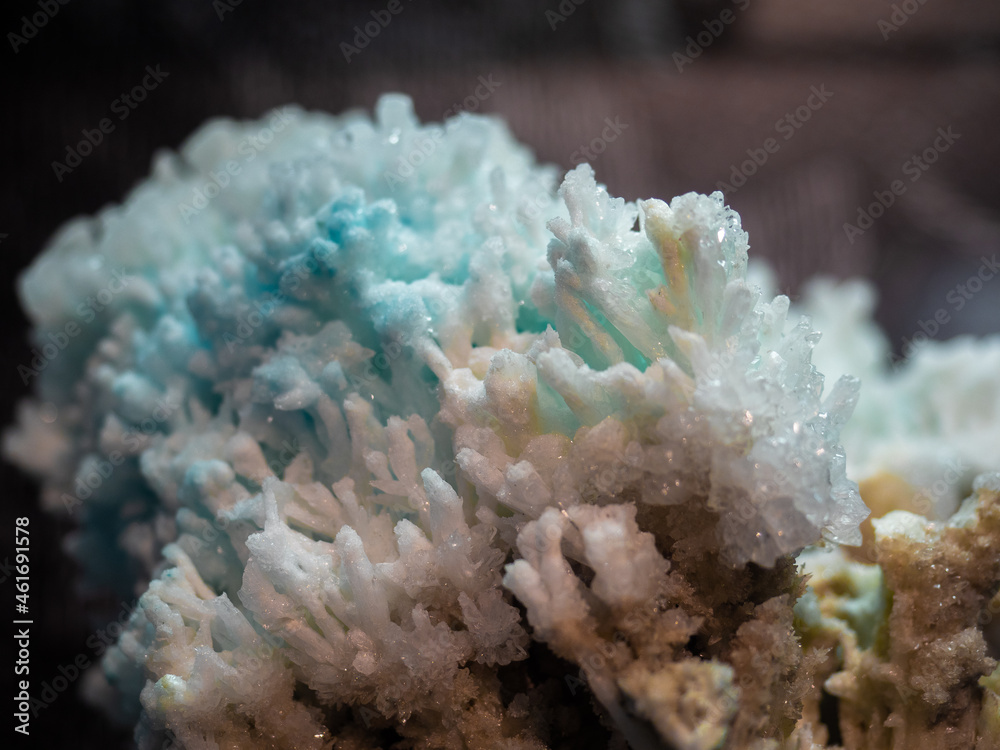 Session of precious minerals and rocks. Macro photo of Calcite with ...