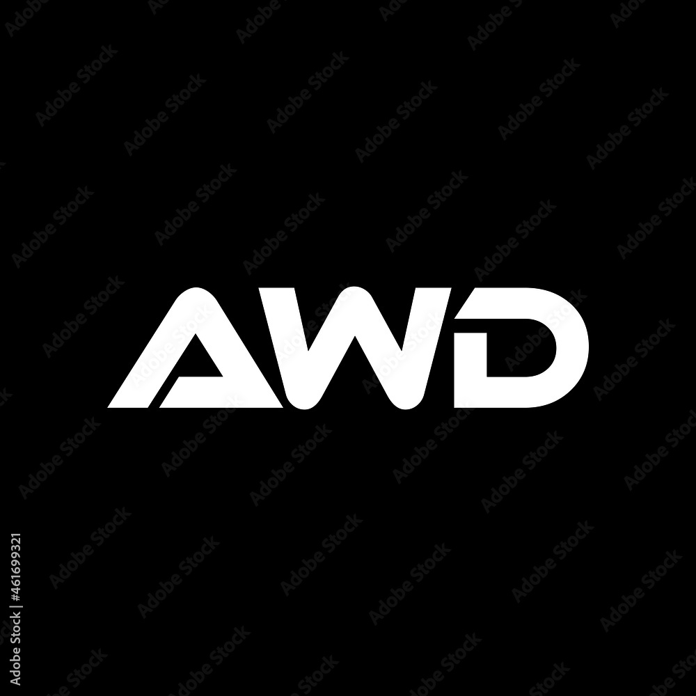 AWD letter logo design with black background in illustrator, vector ...