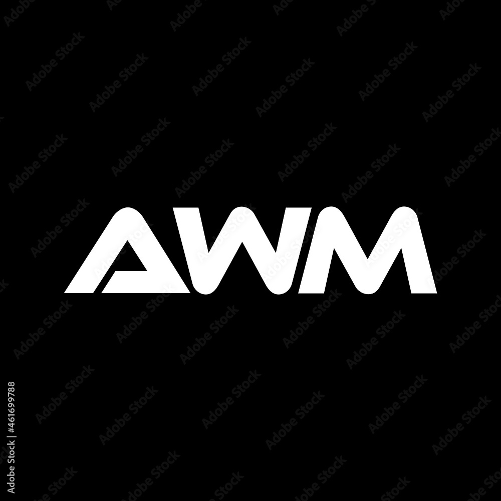 AWM letter logo design with black background in illustrator, vector ...