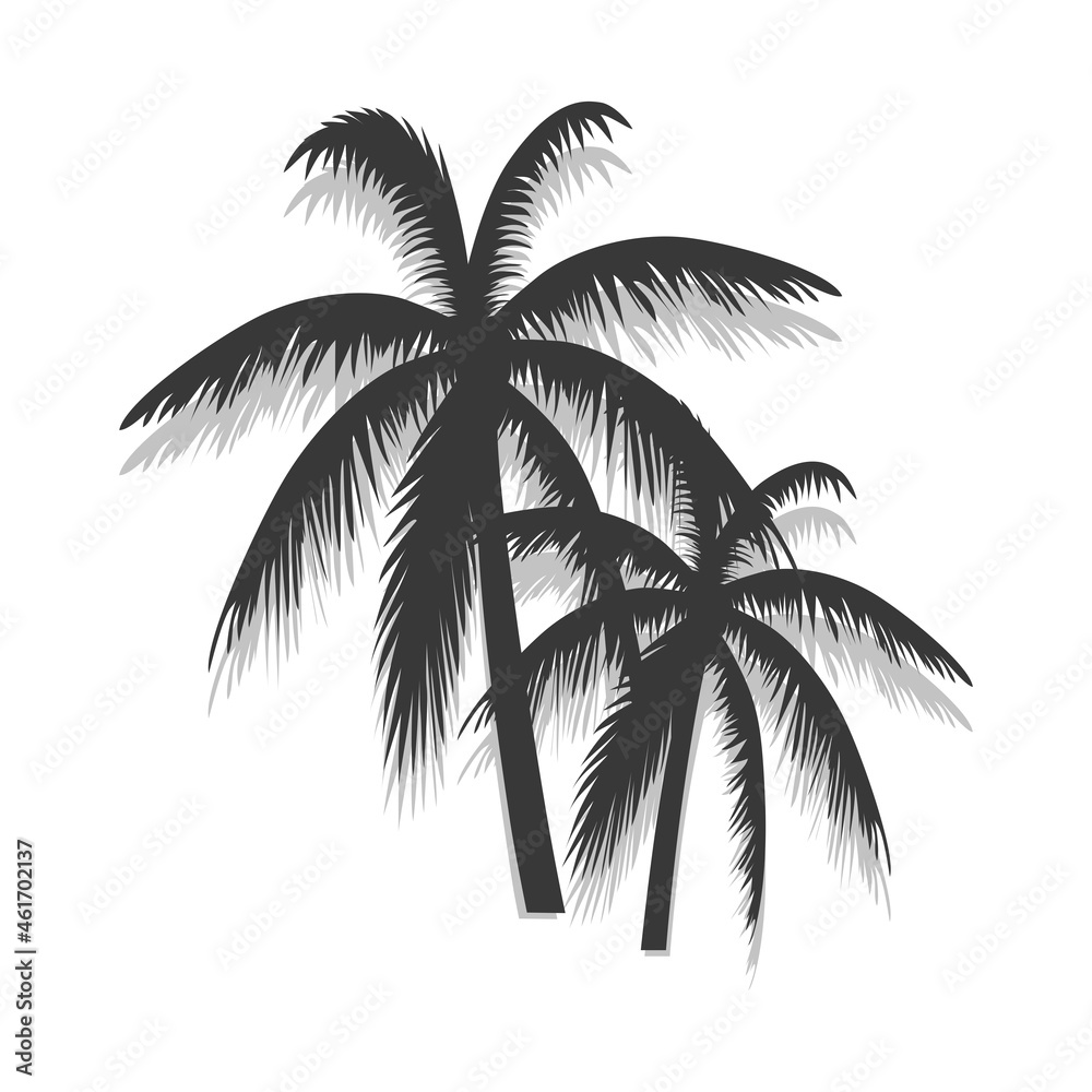 Palm tree poster isolated on white background. Modern palm trees summer ...