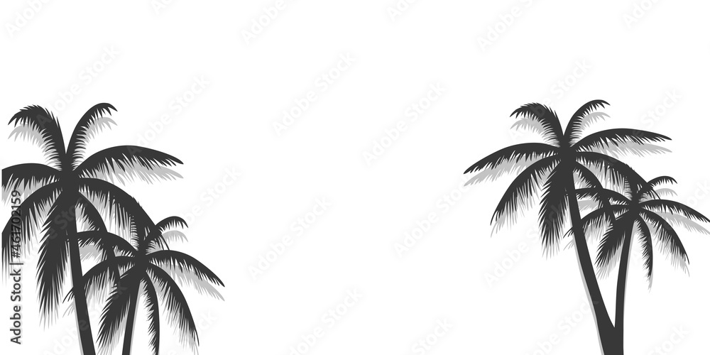 Palm tree poster isolated on white background. Modern palm trees summer ...