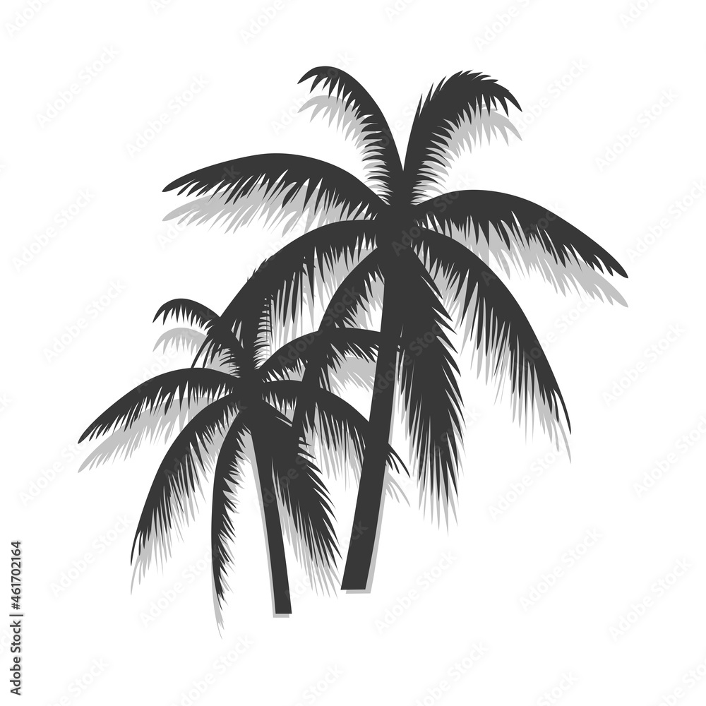 Palm tree poster isolated on white background. Modern palm trees summer ...