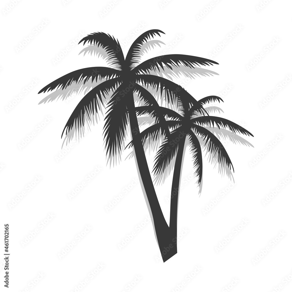 Palm tree poster isolated on white background. Modern palm trees summer ...