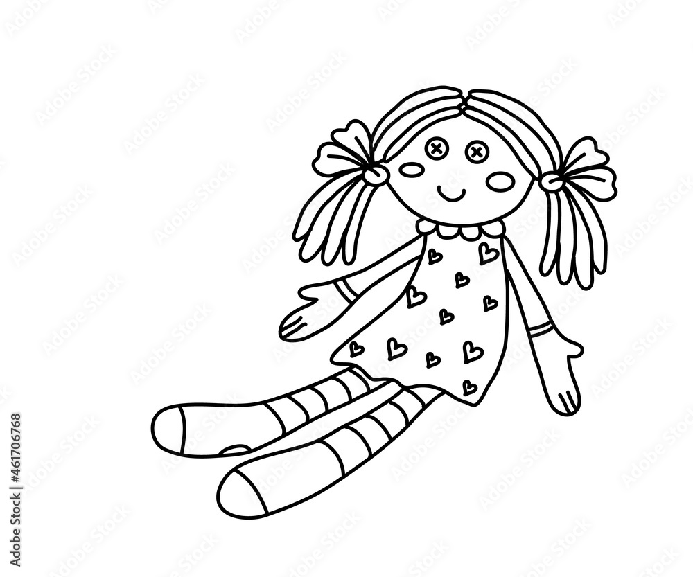 Sewn doll on a white background. Sketch. Vector illustration. Stock ...
