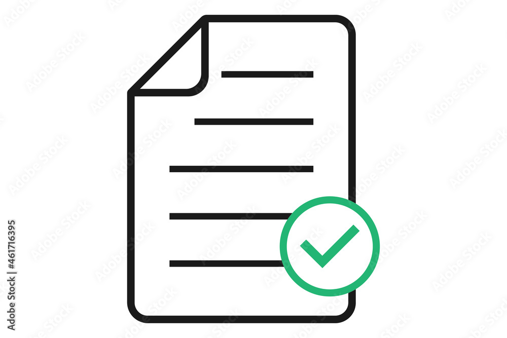 File icon with green checkmark. Document symbol. File with checkmark ...