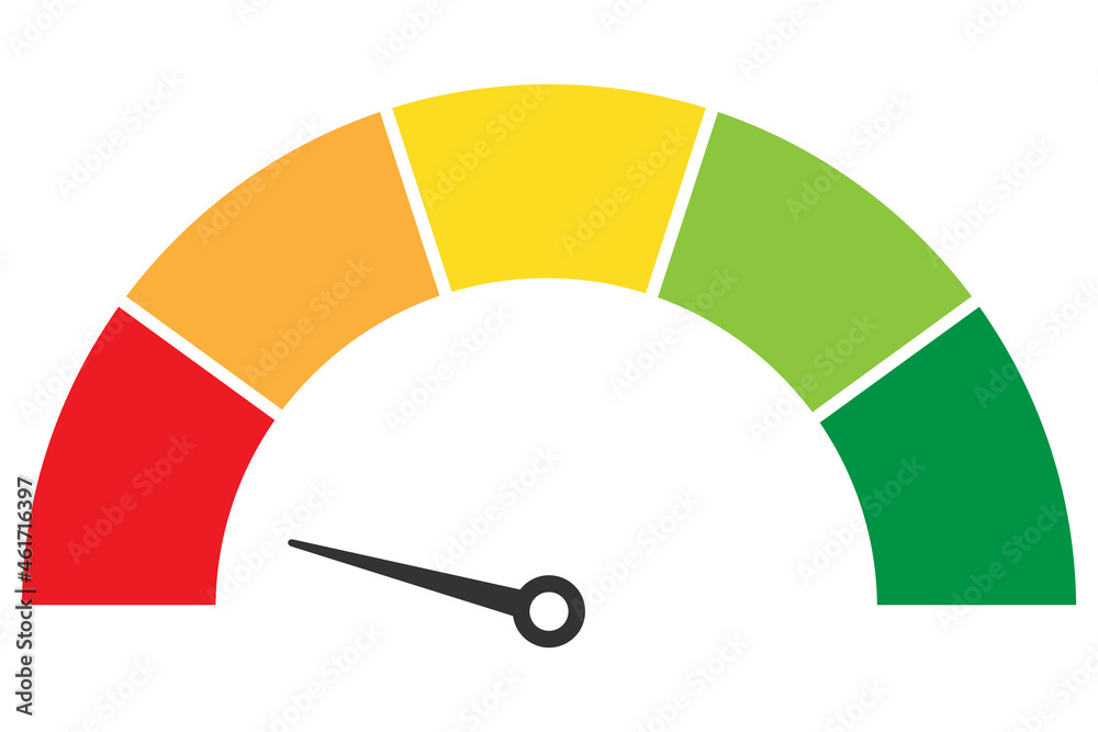 Level scale. Speedometer icon with arrow. Level indicator in flat ...