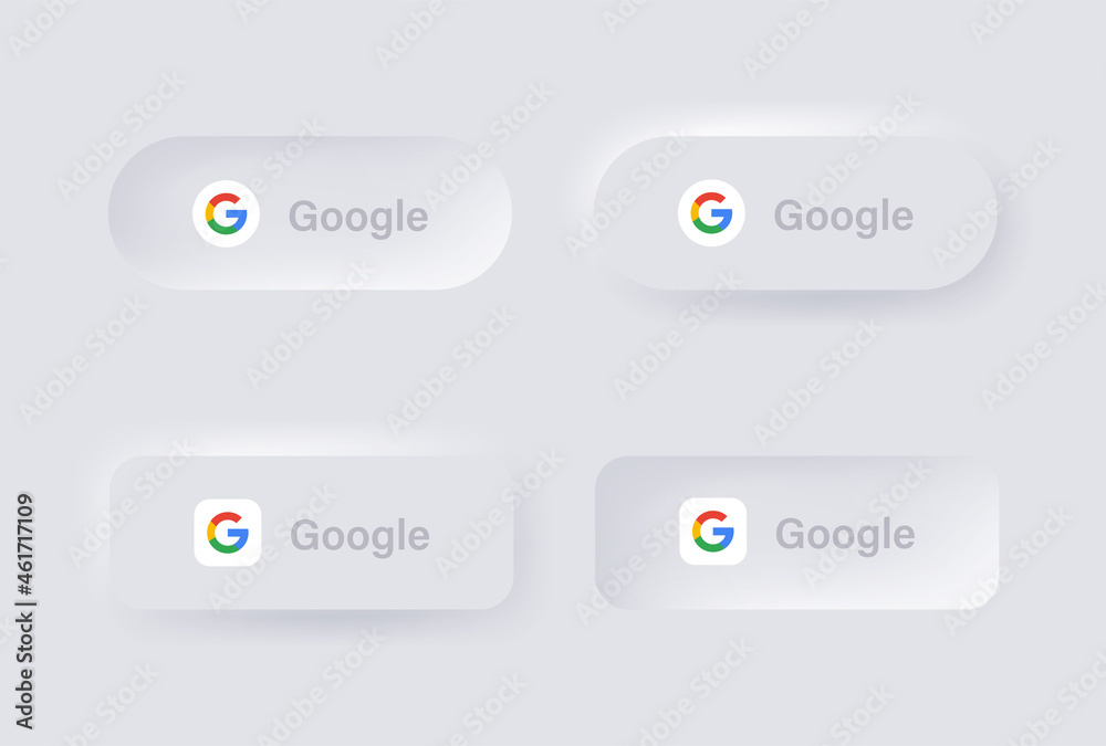 Google logo - google icon in white neumorphism buttons for social media ...