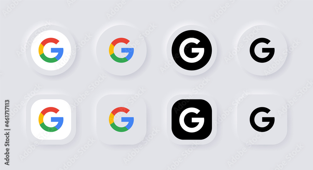 Vetor de Google logo - google icon in white neumorphism buttons for ...