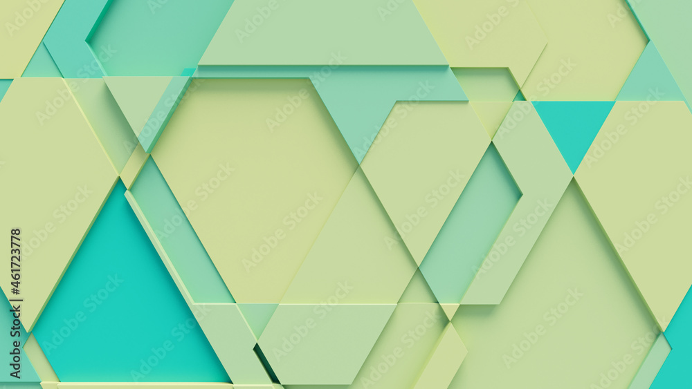 Turquoise and Yellow Tech Background with a Geometric 3D Structure ...