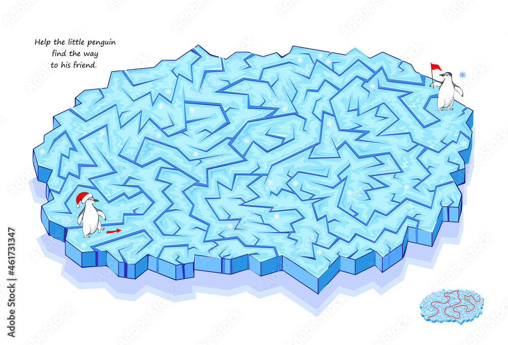 Logic puzzle game with labyrinth for children and adults. Help the ...