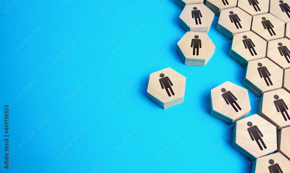 Assembling a group of people. Team breakup. Formation of company ...