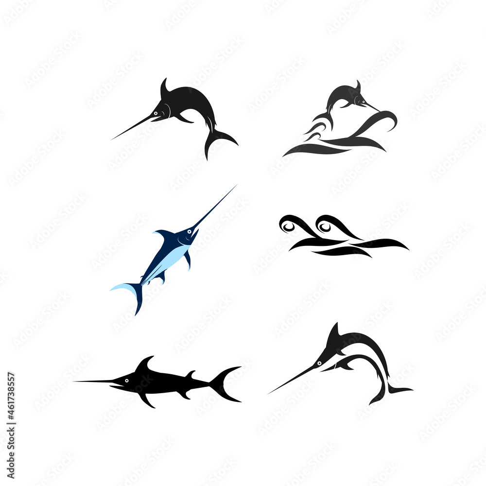 Sailfish fish on white. Striped big marlin. Sports fishing in the open ...