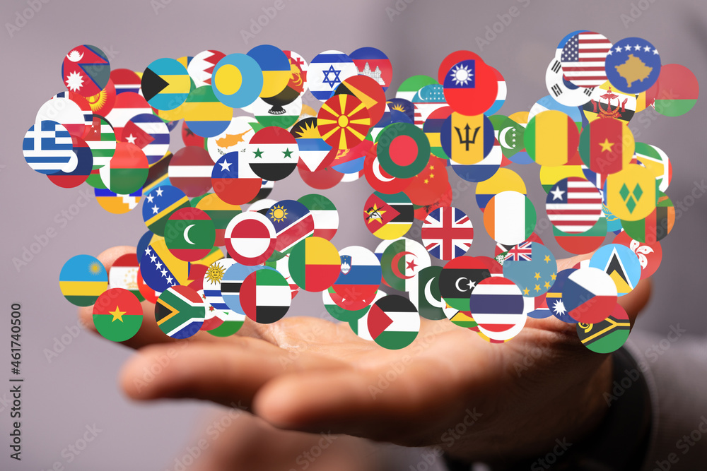 World map with all states and their flags,3d render. Stock Photo ...