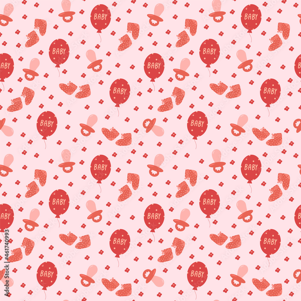 Background for a newborn baby. Illustration with balloons and ...