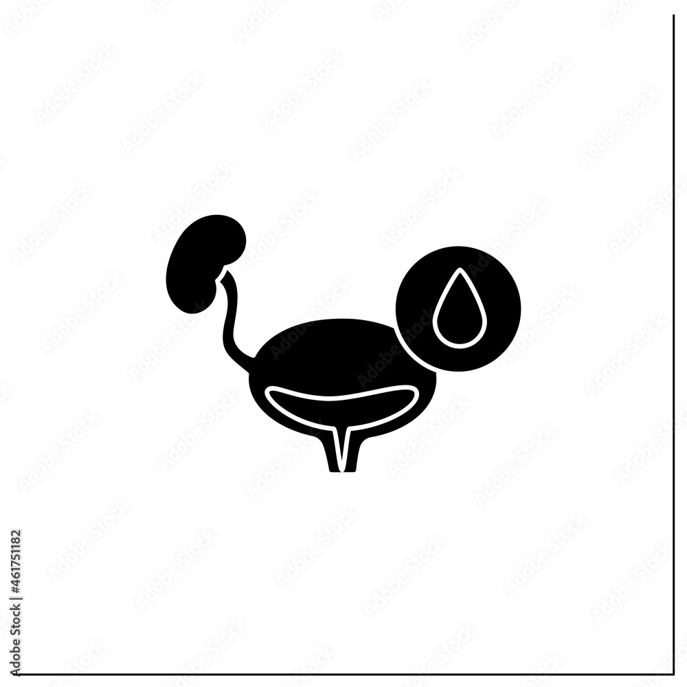 Urinary incontinence glyph icon. Involuntary urine leakage.Control over ...