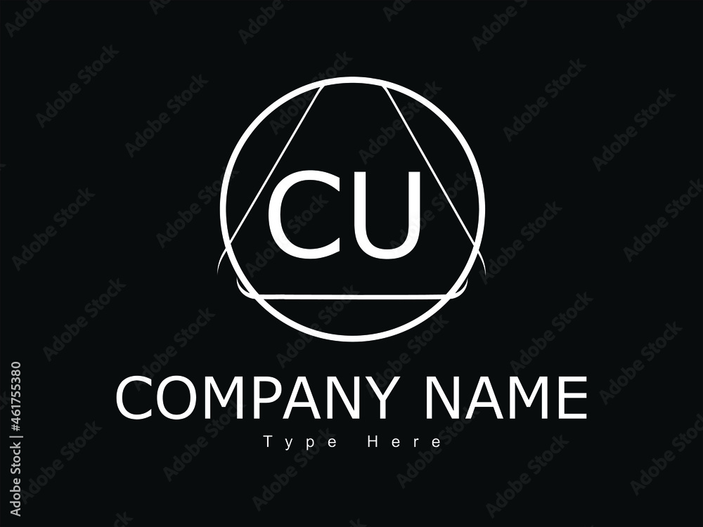CU cu letter design logo logotype icon concept with font and classic ...