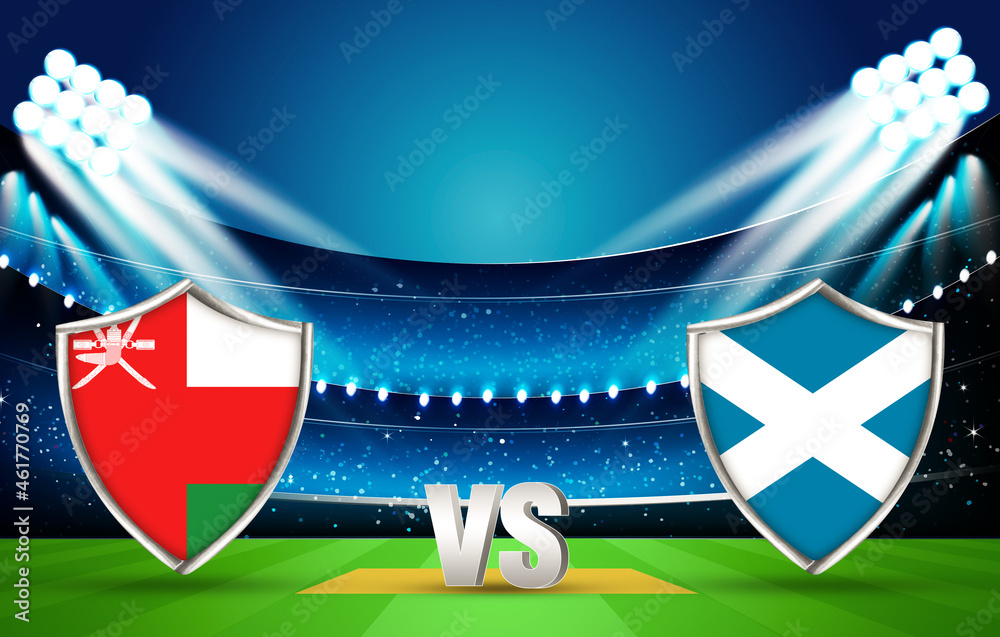 Oman Vs Scotland Cricket Match Championship face off abstract ...